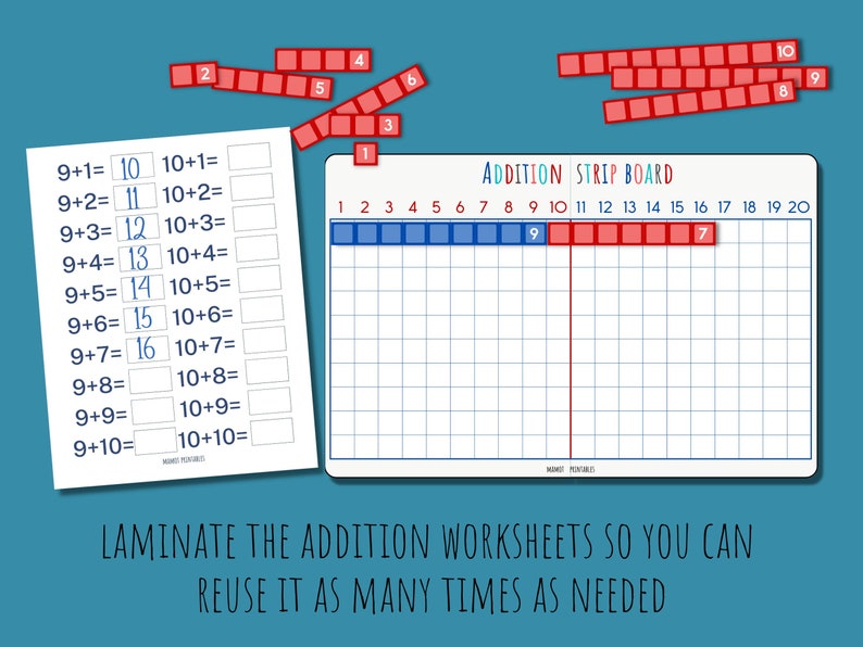 Printable Addition Strip Board: Montessori Math Activity + Worksheets ...