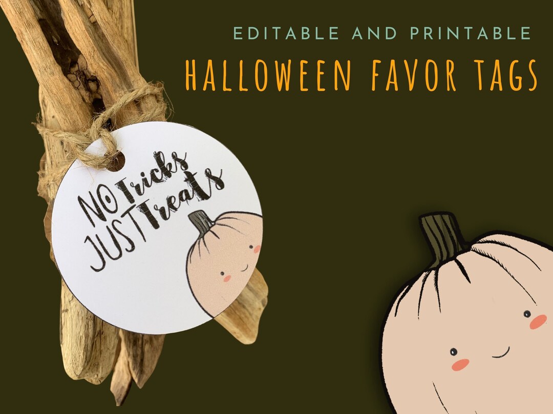 Halloween Printable No Tricks Just Treats Bag Label Halloween Favor ...