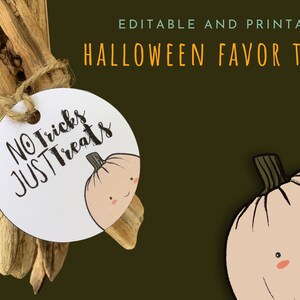 Halloween Printable No Tricks Just Treats Bag Label Halloween Favor ...