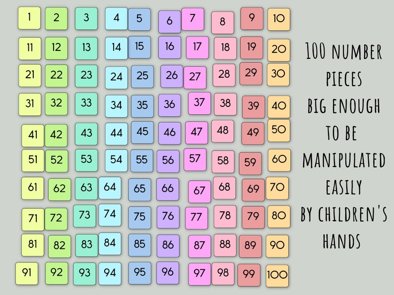 Printable Hundred Chart and Board for Kindergarten Math - Etsy