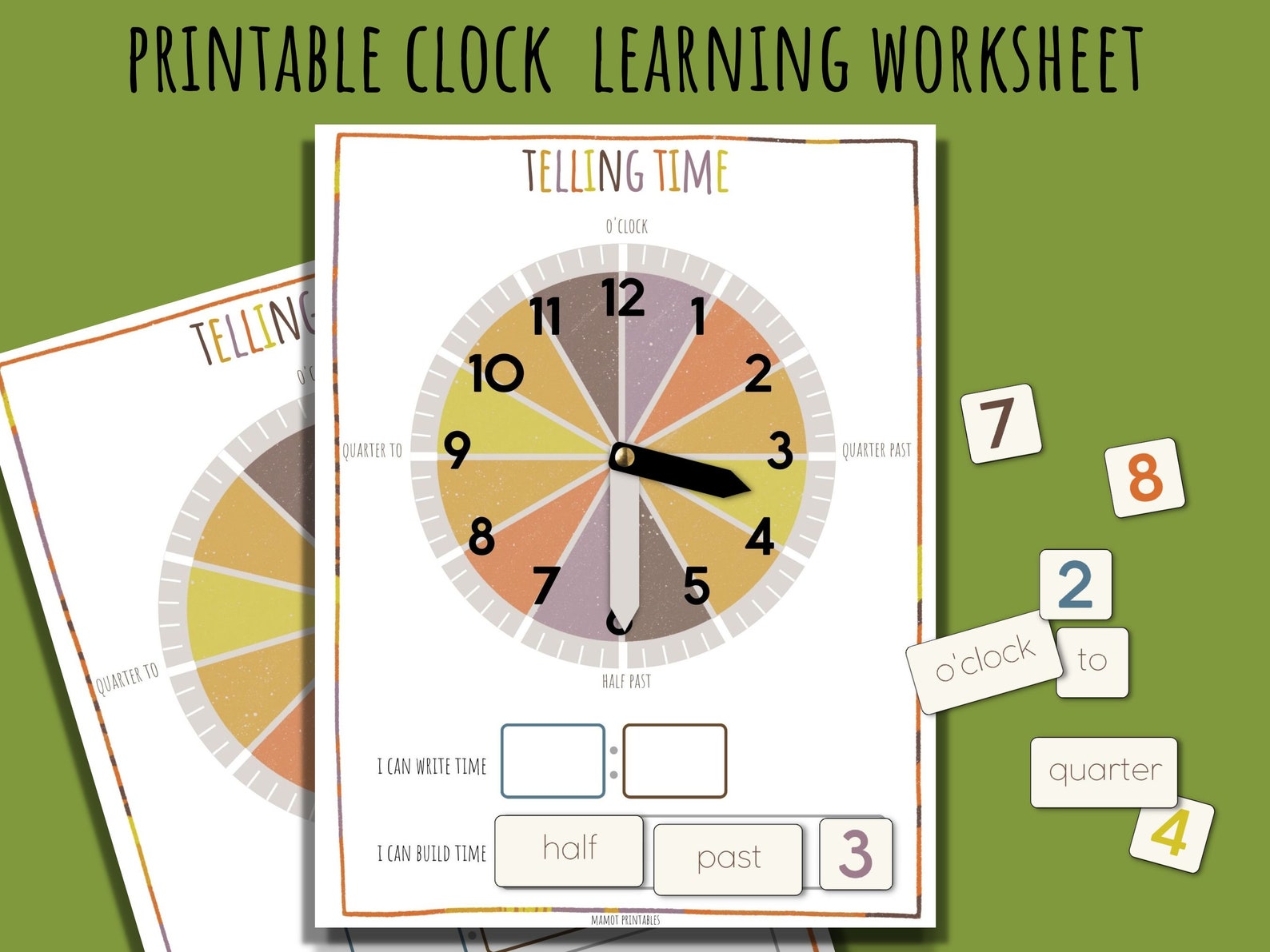Learn to Tell Time Worksheet Printable Kids Learning Time Activity ...