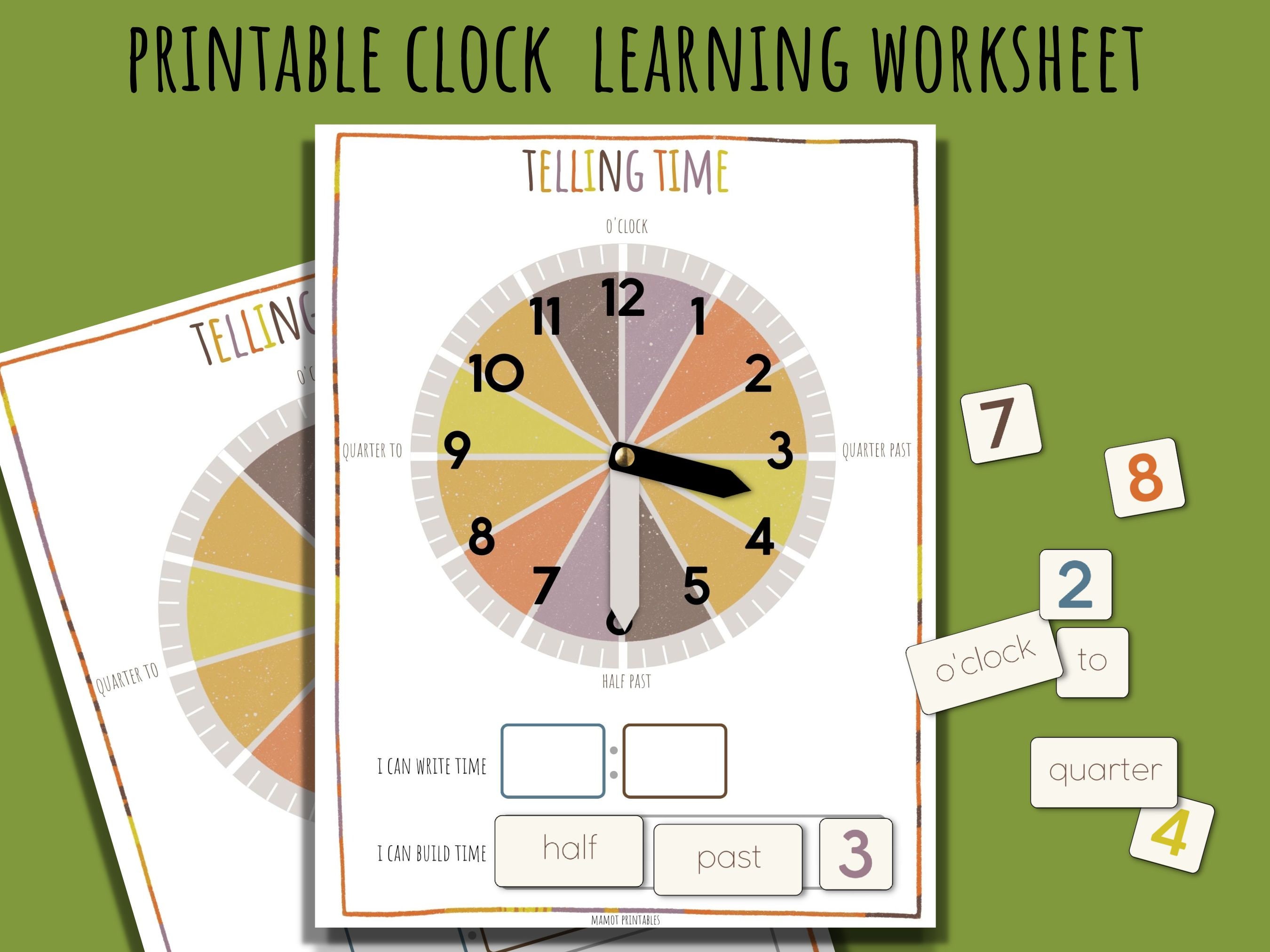 Learn to Tell Time Worksheet Printable Kids Learning Time Activity ...