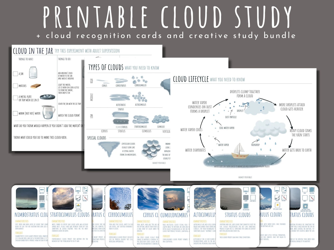 Printable Cloud Study for Homeschooling Curriculum Weather - Etsy