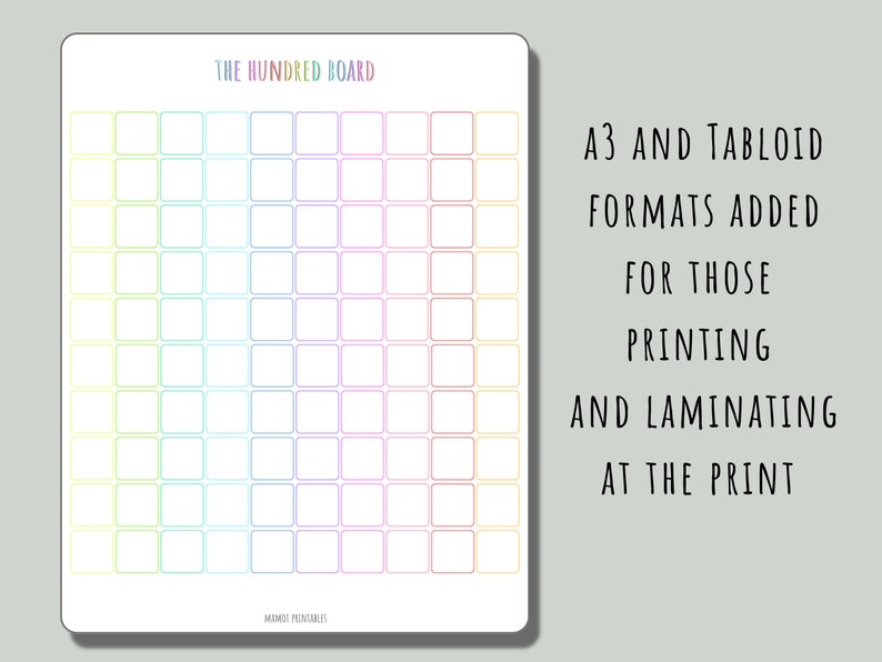 Printable Hundred Chart and Board for Kindergarten Math Practice, Math ...