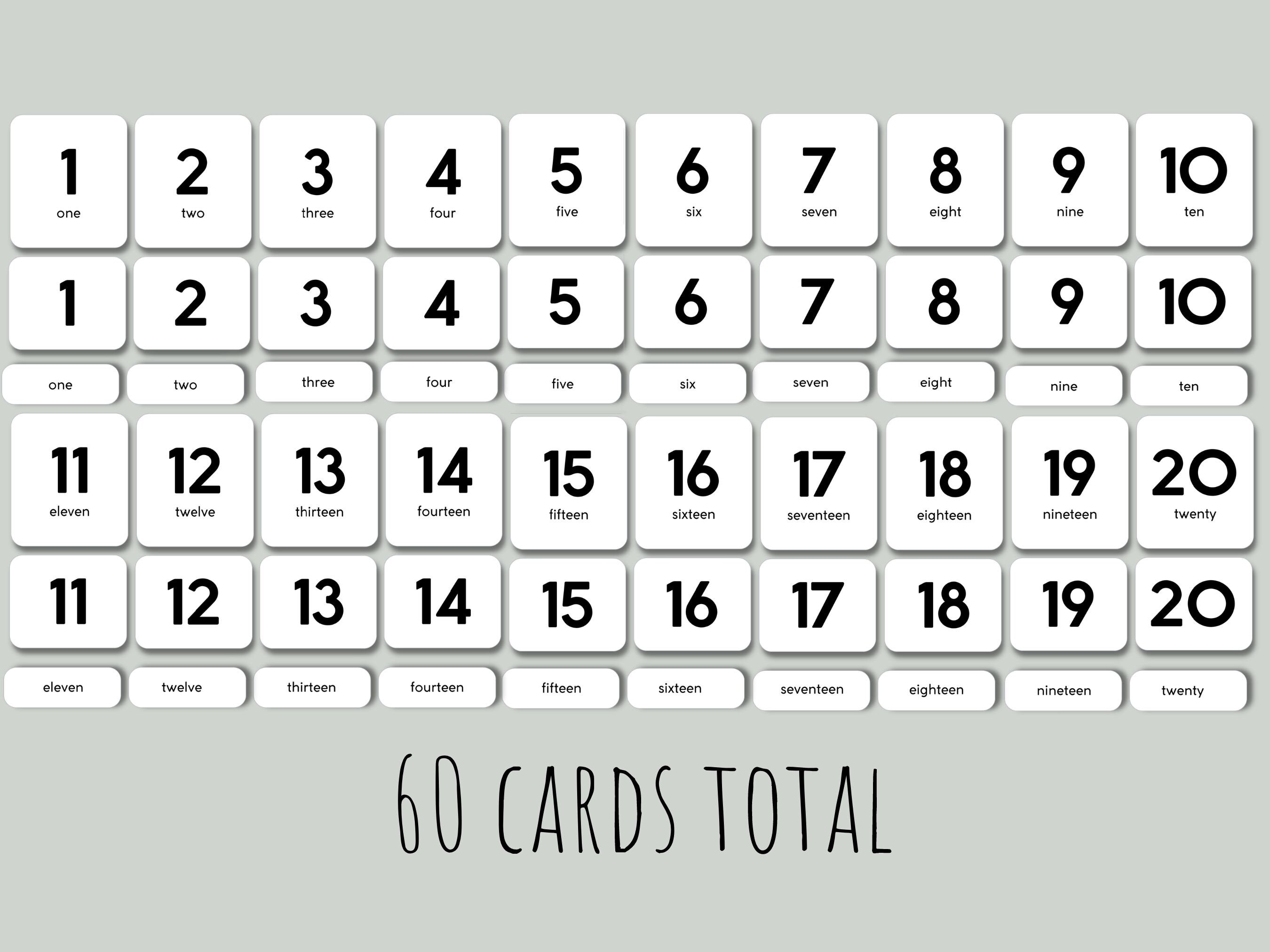 Printable Minimalist Montessori Numbers Flashcards 3 Part - Etsy