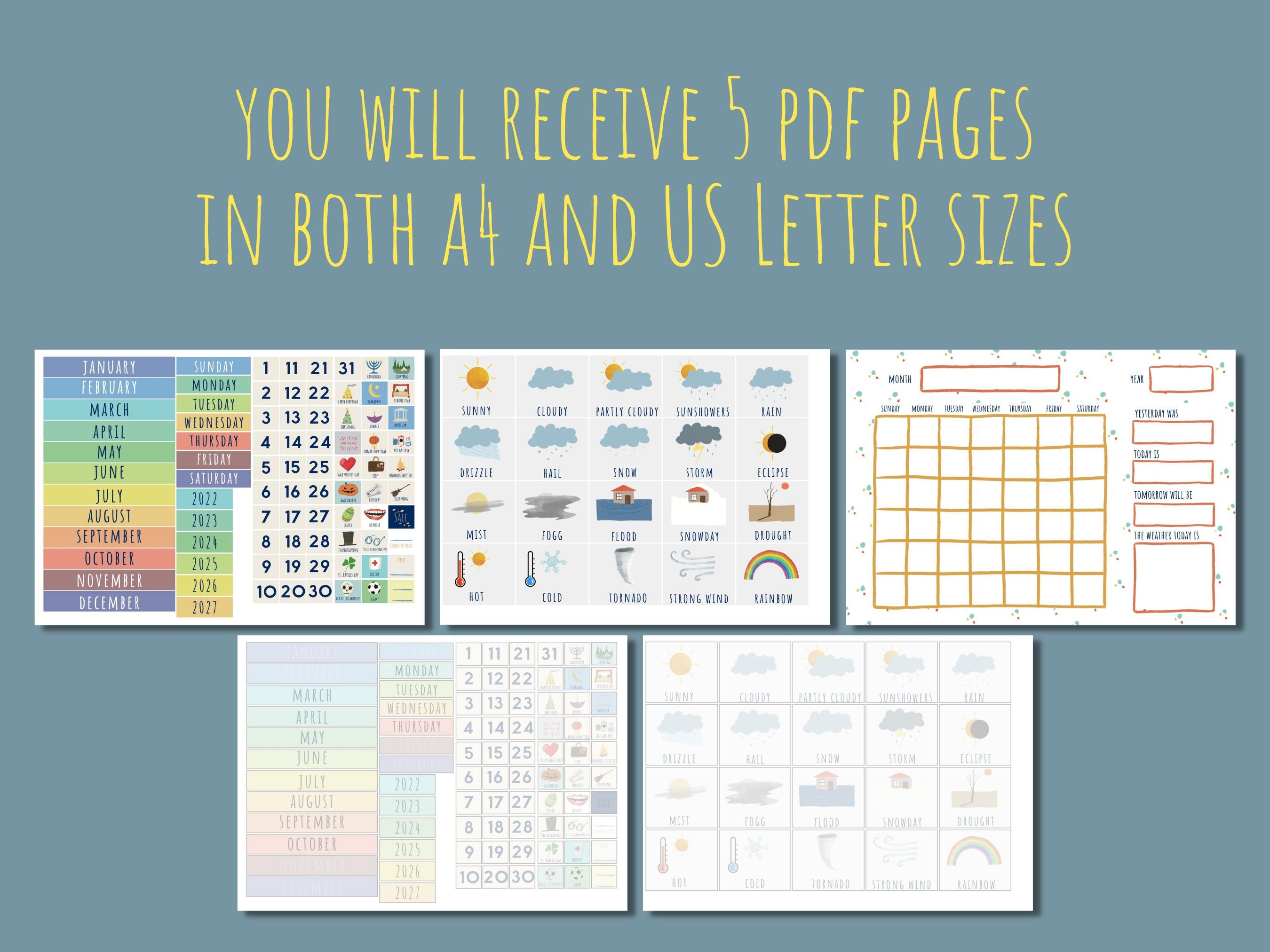 Printable Calendar for Kids Wall Calendar for Homeschooling - Etsy