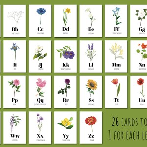 Printable Preschool Alphabet Cards, Flower Cards, Homeschool Learning ...