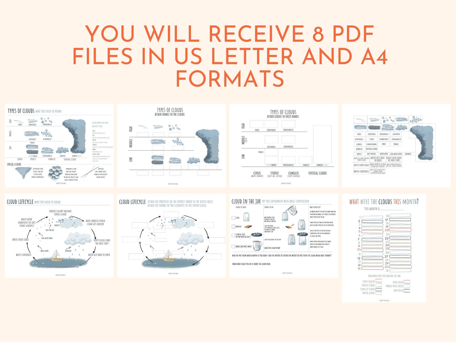 Nature Journal Cloud Log Printable Cloud Unit Study Homeschool Weather ...