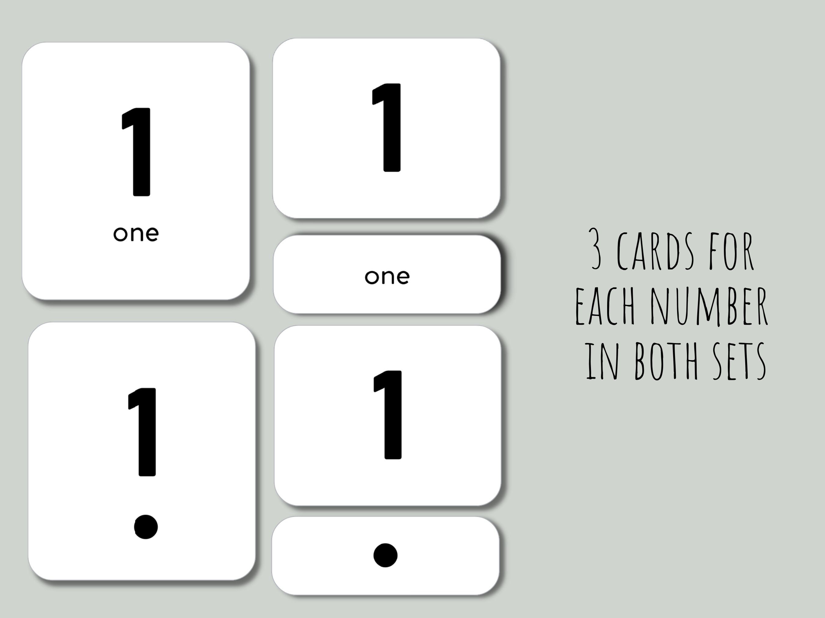 Printable Minimalist Montessori Numbers Flashcards Bundle, 3 Part ...