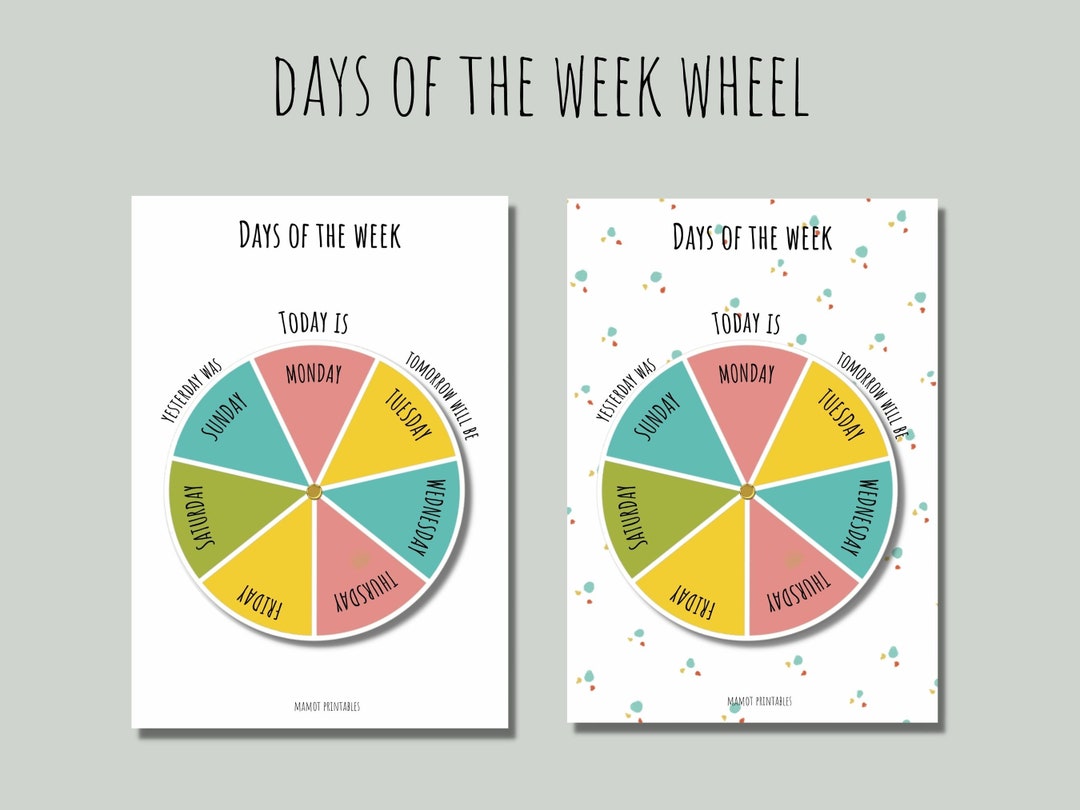 Days of the Week Printable Wheel for Toddler Learning, Circle Time ...
