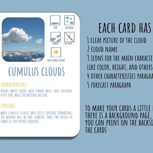 Printable Cloud Study Flashcards, Art Lesson Plan for Nature Studies ...