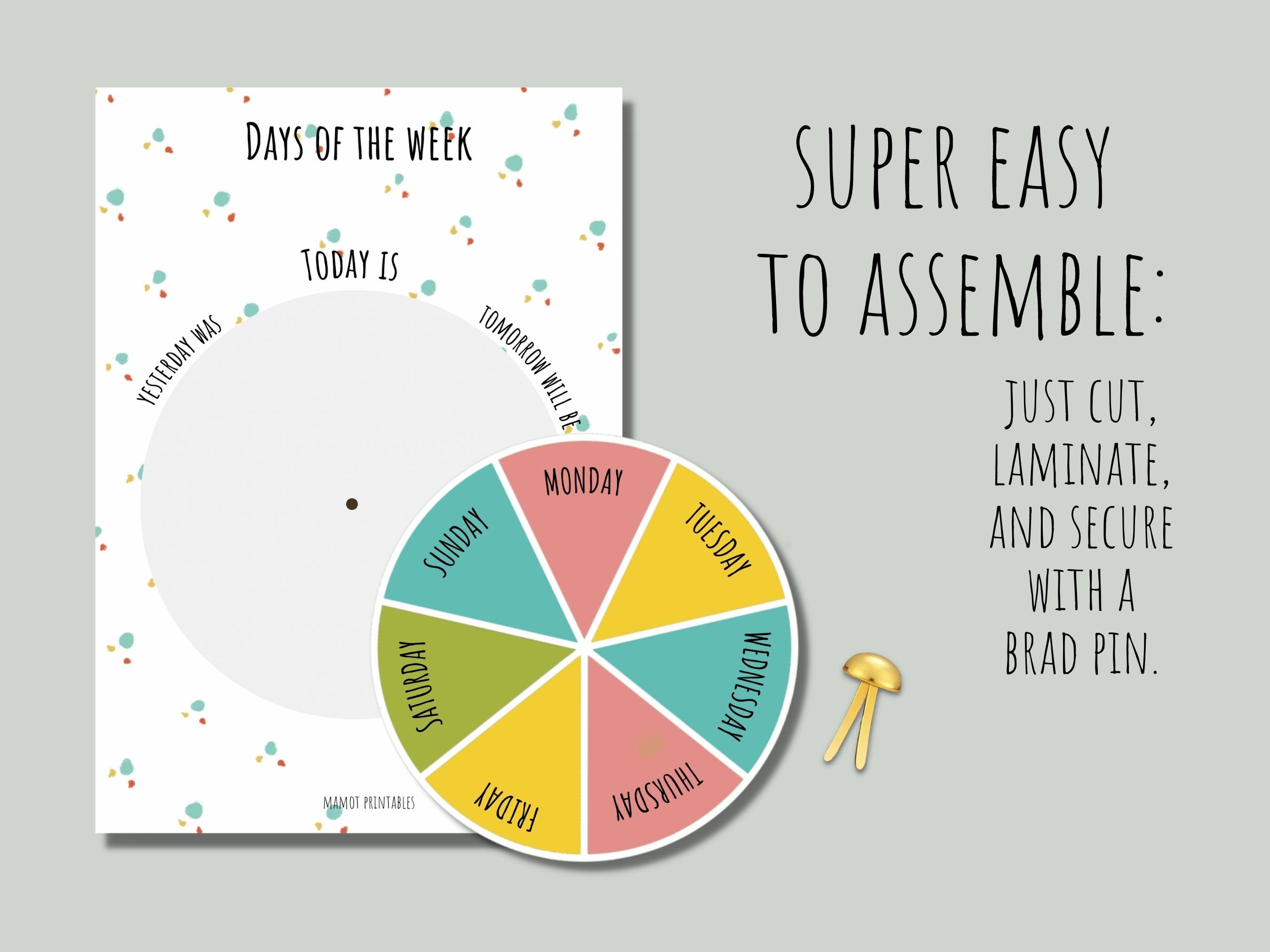 Days of the Week Printable Wheel for Toddler Learning, Circle Time ...