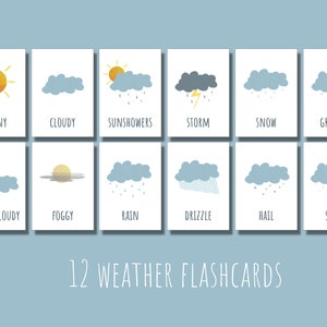 Printable Weather Flashcards for a Toddler Learning About Precipitation ...