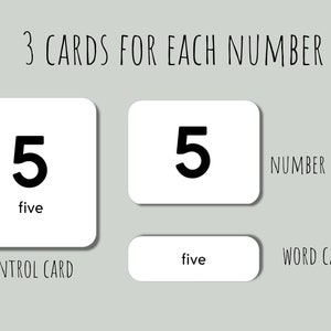 Printable Minimalist Montessori Numbers Flashcards 3 Part - Etsy