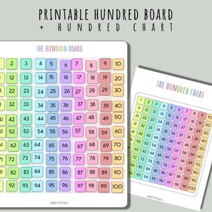 Printable Hundred Chart and Board for Kindergarten Math Practice, Math ...