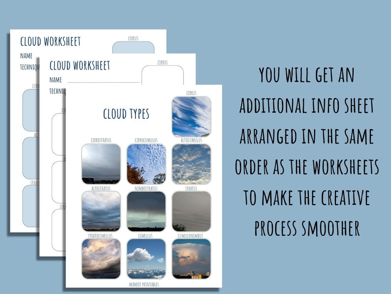 Printable Cloud Study Flashcards, Art Lesson Plan for Nature Studies ...