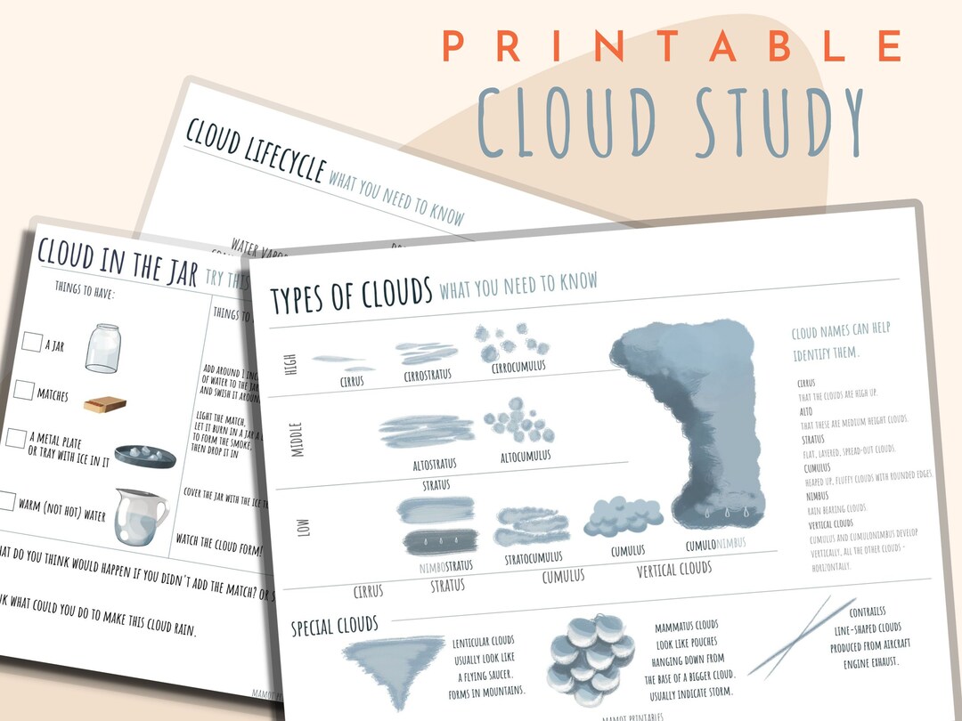 Nature Journal Cloud Log Printable Cloud Unit Study Homeschool Weather ...