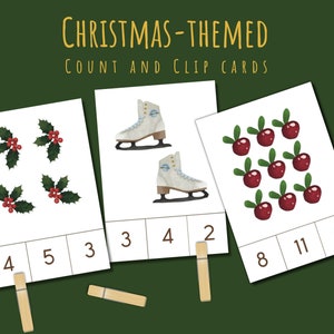Printable Christmas Activity for Kids Count and Clip Cards, Number ...