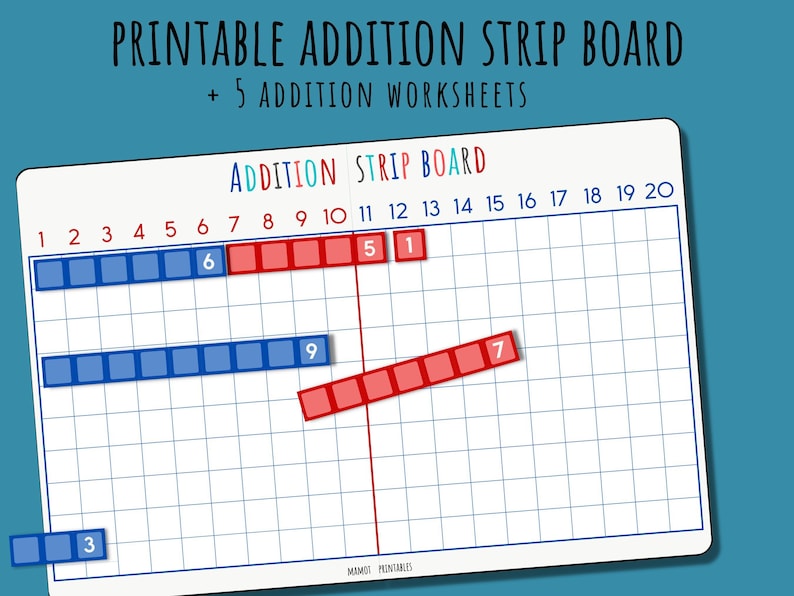 Printable Addition Strip Board: Montessori Math Activity + Worksheets ...