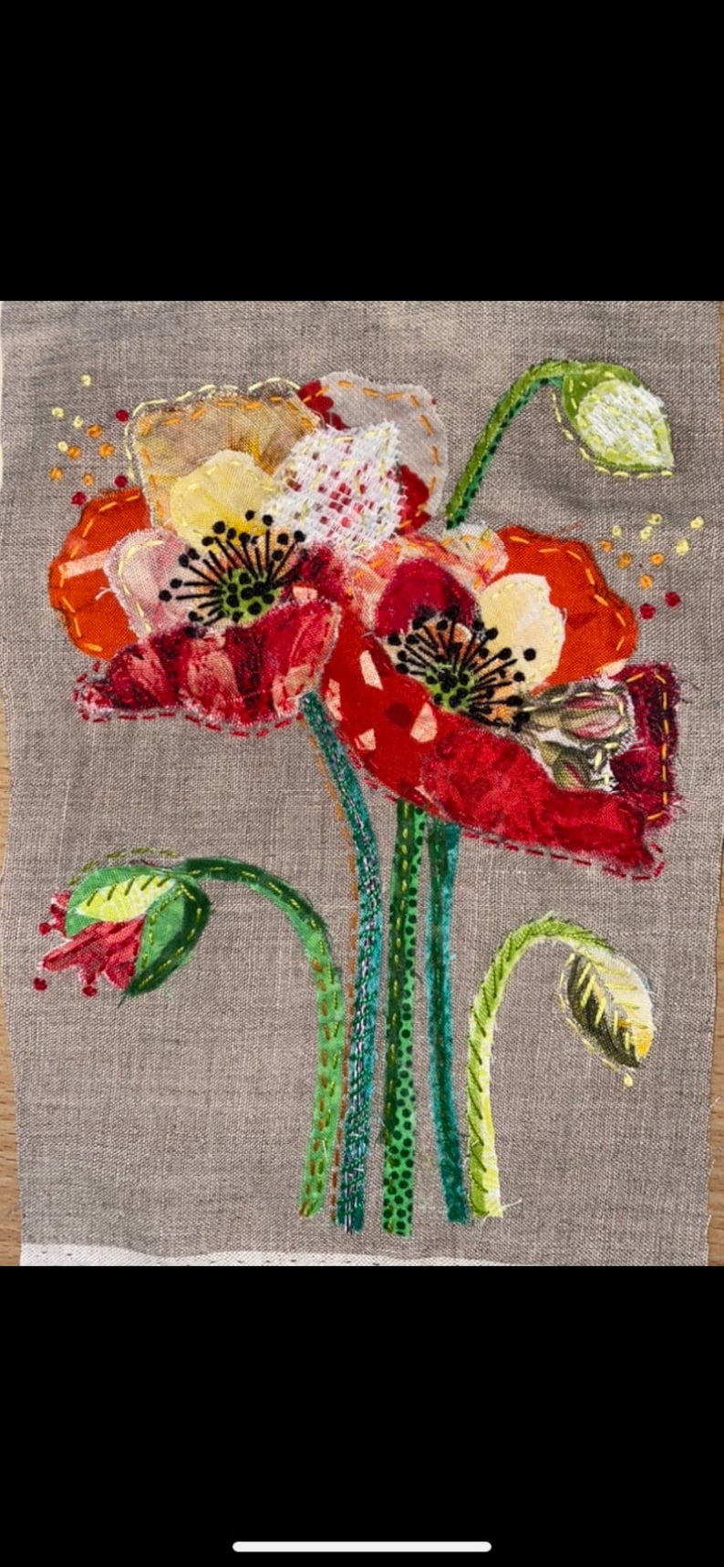 Slow Stitching Kit Poppies - Etsy UK