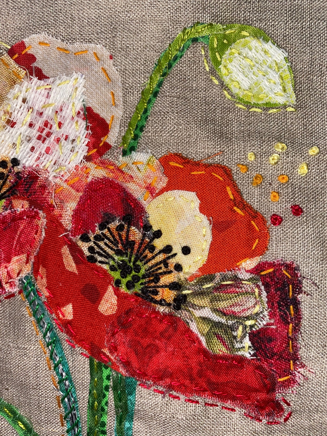 Slow Stitching Kit Poppies - Etsy UK