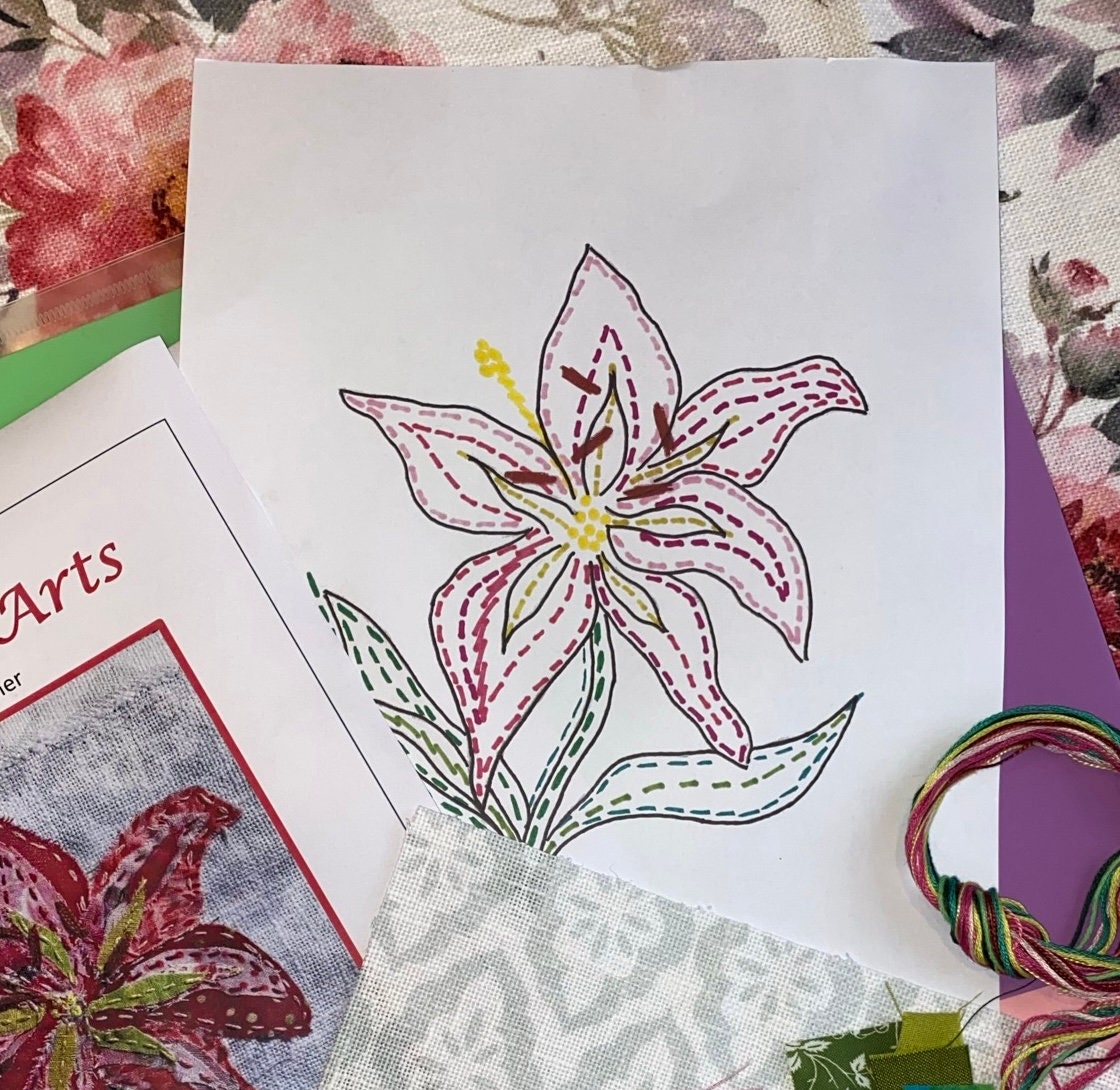 Slow Stitching Kit Oriental Lily - Etsy UK