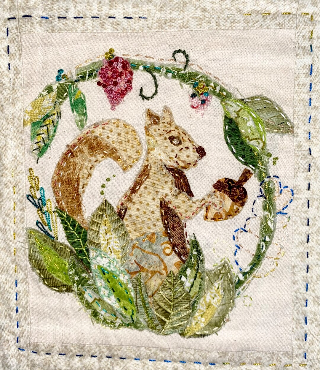 Squirrel. Panel 3. Raw Edge Slow Stitching Digital Pattern - Etsy