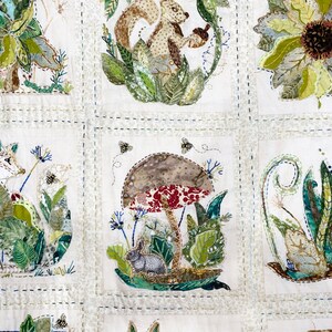 Mushroom. Panel 17. Raw Edge Slow Stitching Appliqué Digital Paper ...