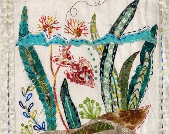 Sunflower. Panel 1. Raw Edge Slow Stitching Digital Paper - Etsy