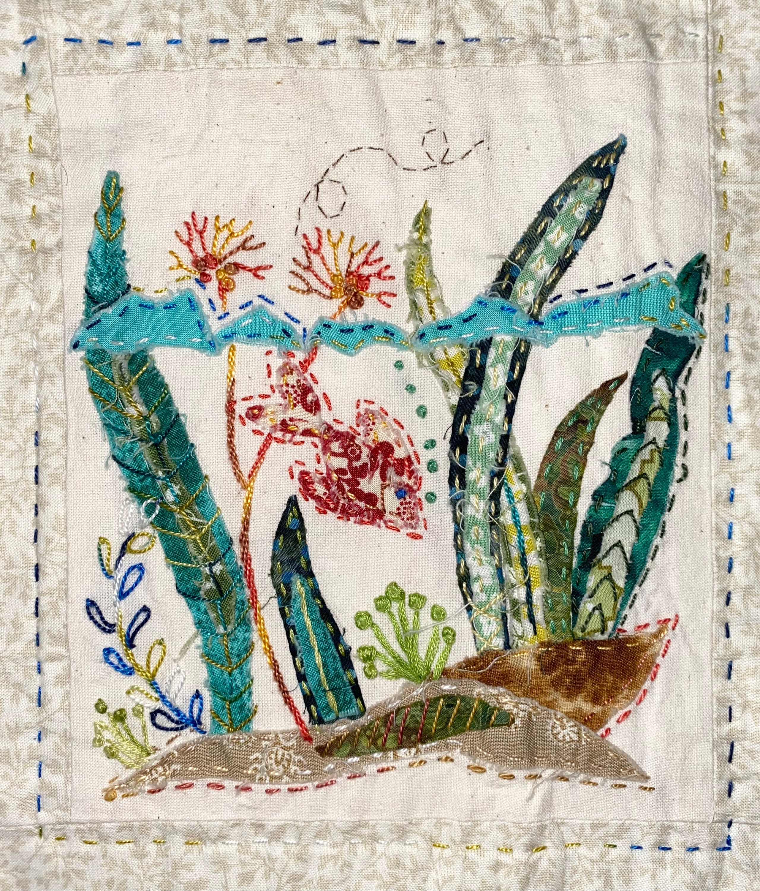 Underwater. Panel 14. Raw Edge Slow Stitching Appliqué Digital Pattern ...