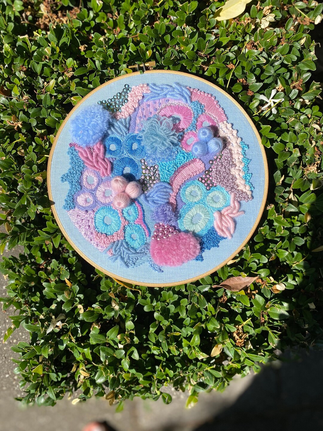 Hand Embroidered Hoop Pink Cave Rock Pool - Etsy
