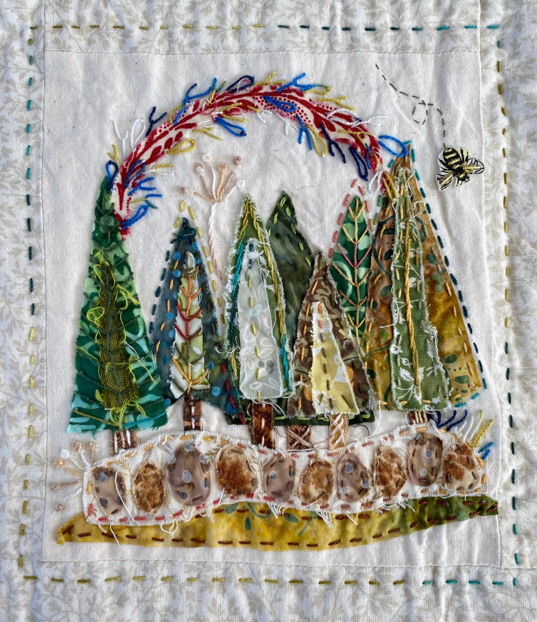 The Pines. Panel 6. Raw Edge Slow Stitching Digital Pattern. - Etsy