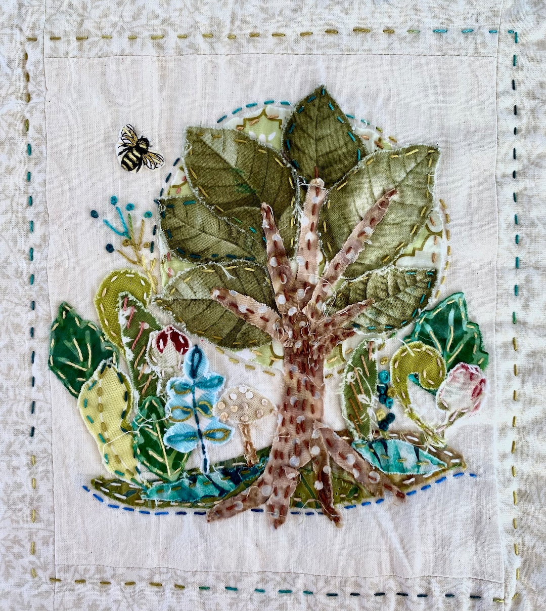 Leaf Tree With Foliage. Panel 10. Raw Edge Slow Stitching Digital ...