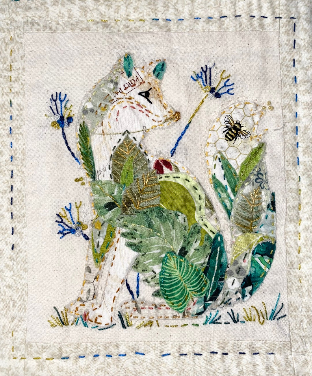 Fox. Panel 18. Raw Edge Slow Stitching Application Digital Pattern. - Etsy