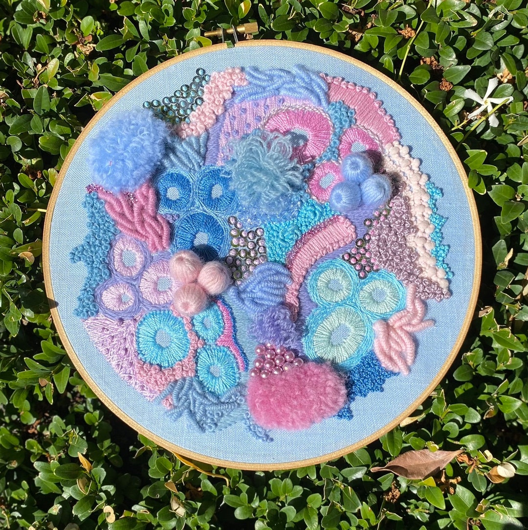 Hand Embroidered Hoop Pink Cave Rock Pool - Etsy