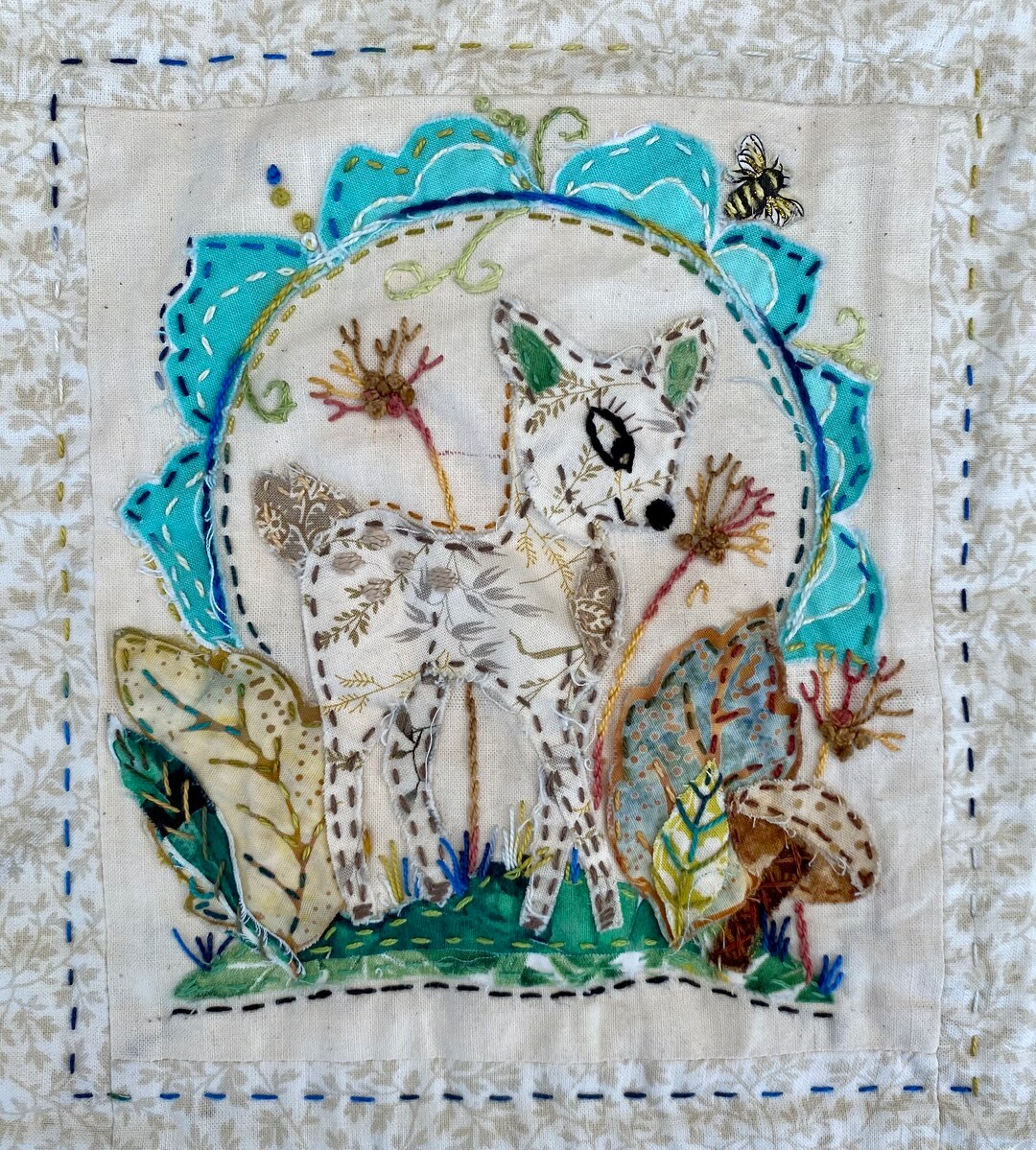 Fawn. Panel 4. Raw Edge Slow Stitching Digital Pattern. - Etsy