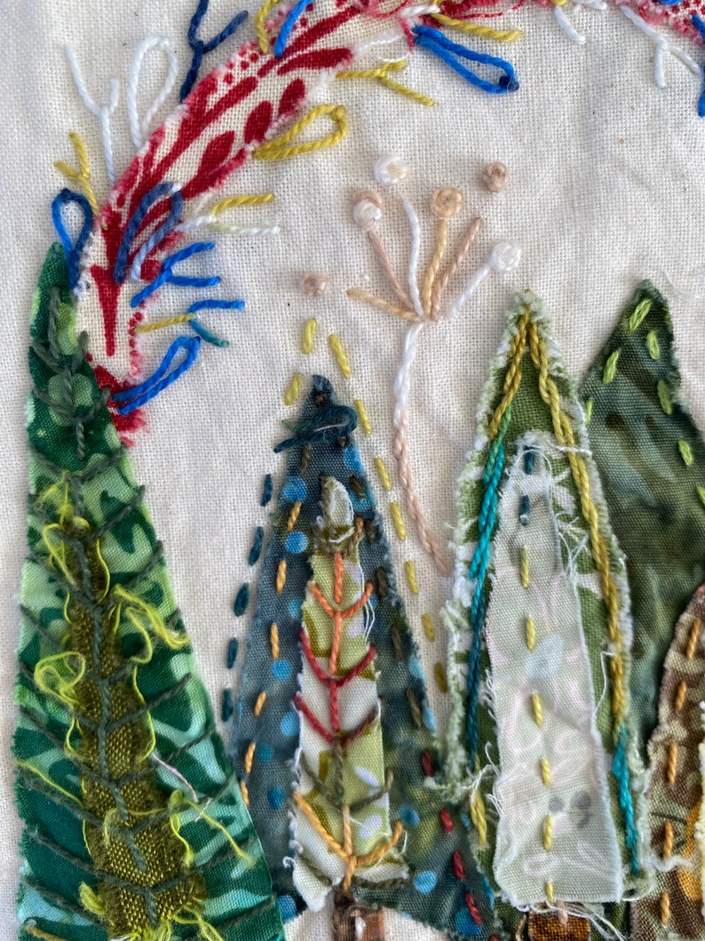 The Pines. Panel 6. Raw Edge Slow Stitching Digital Pattern. - Etsy