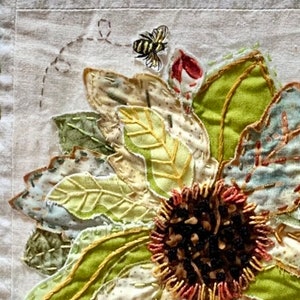 Sunflower. Panel 1. Raw Edge Slow Stitching Digital Paper Pattern - Etsy