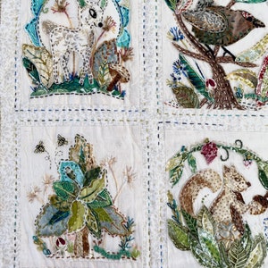 Leaf Tree With Caterpillar. Panel 9. Raw Edge Slow Stitching Digital ...