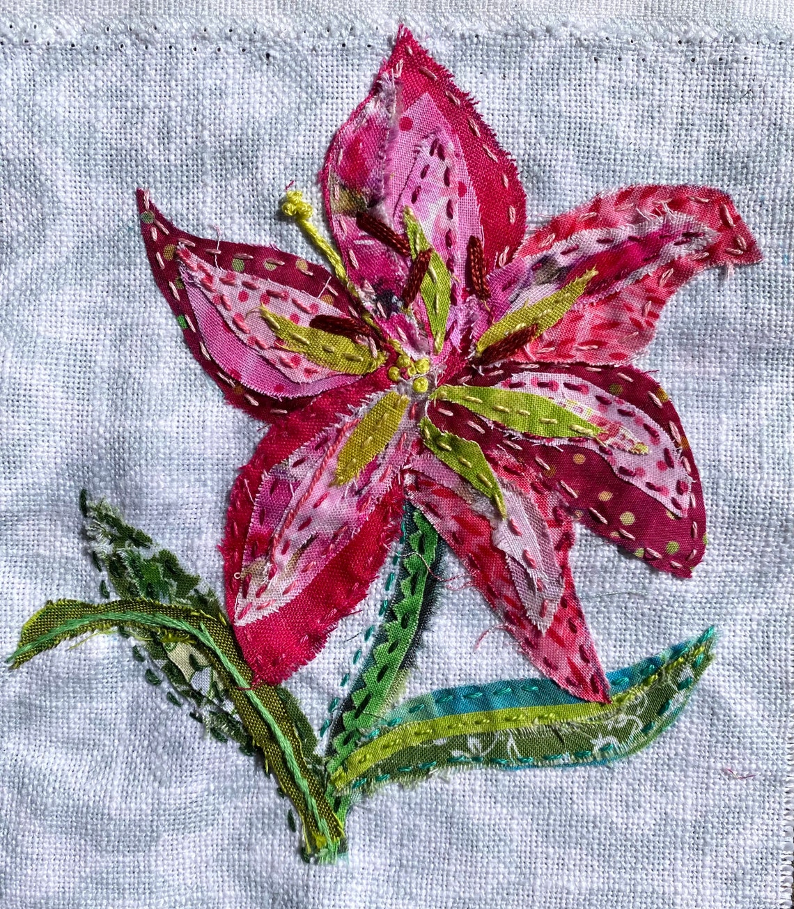 Slow Stitching Kit Oriental Lily - Etsy UK