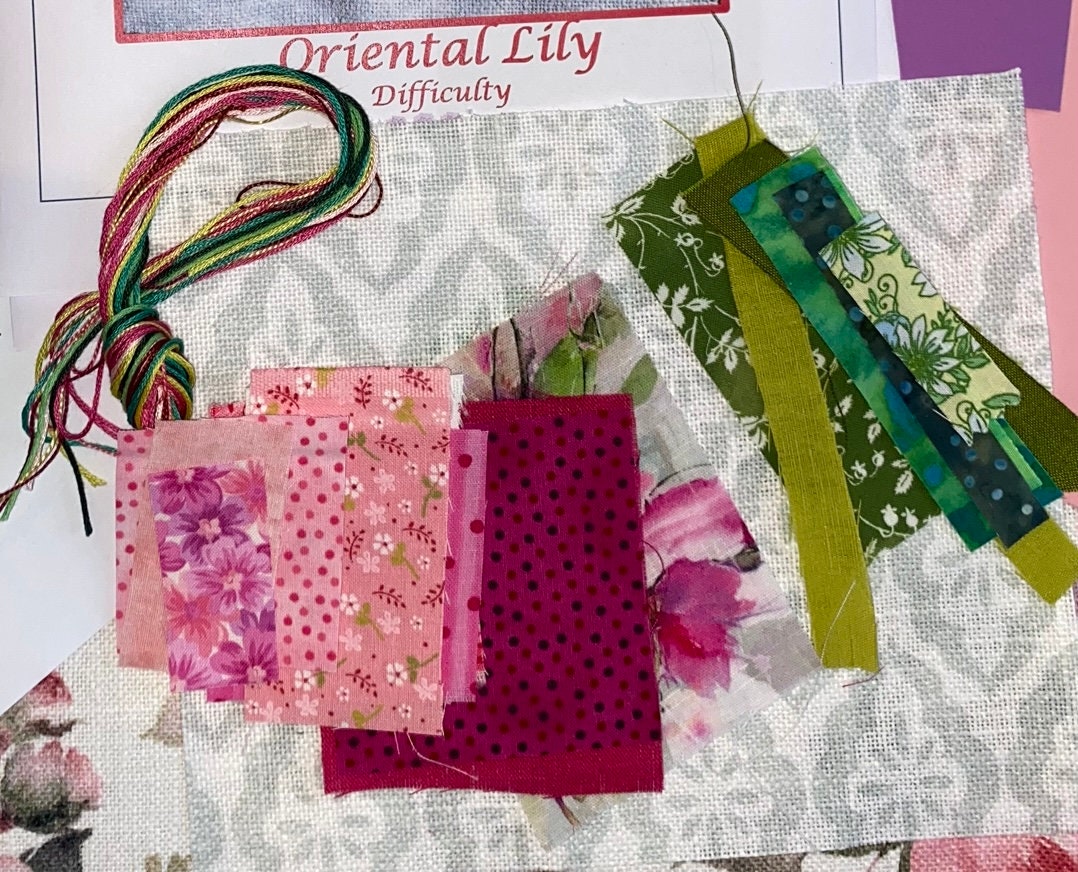 Slow Stitching Kit Oriental Lily - Etsy