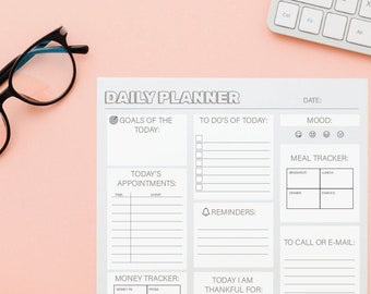Daily Planner Printable, Daily to Do List, Minimal Productivity Planner ...