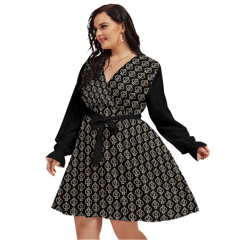 Women's Plus Size Queen of Spades V-neck Dress With Waistband, - Etsy