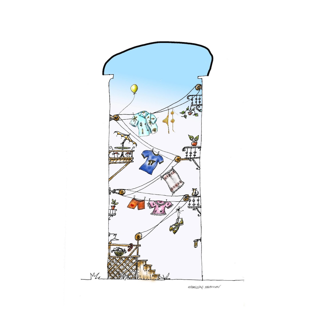Neighbors Doing Laundry - Print of Original Art by Gregory Freeman ...