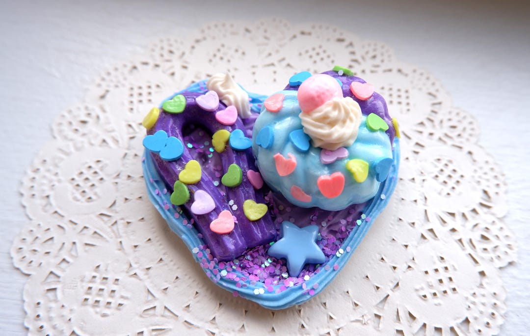 Heart Decoden Food Pin, Kawaii Harajuku Brooch Clip - Etsy