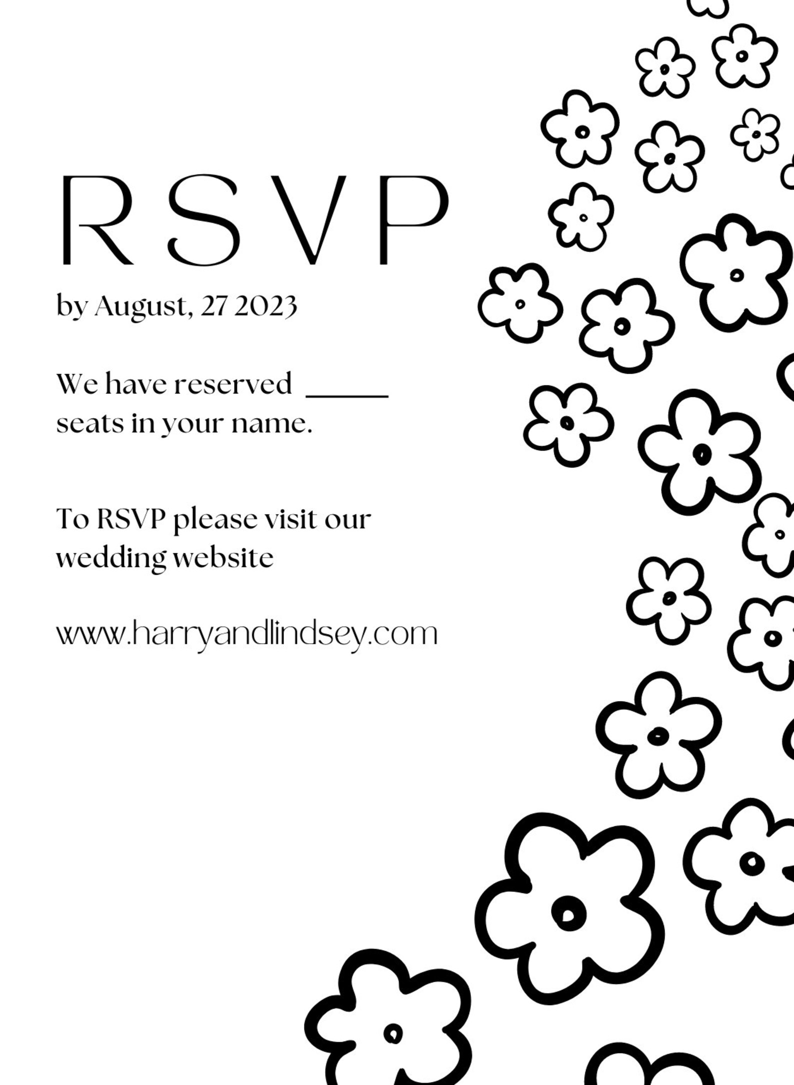 Modern Wedding RSVP Card | Floral Details, Customizable Text - Etsy