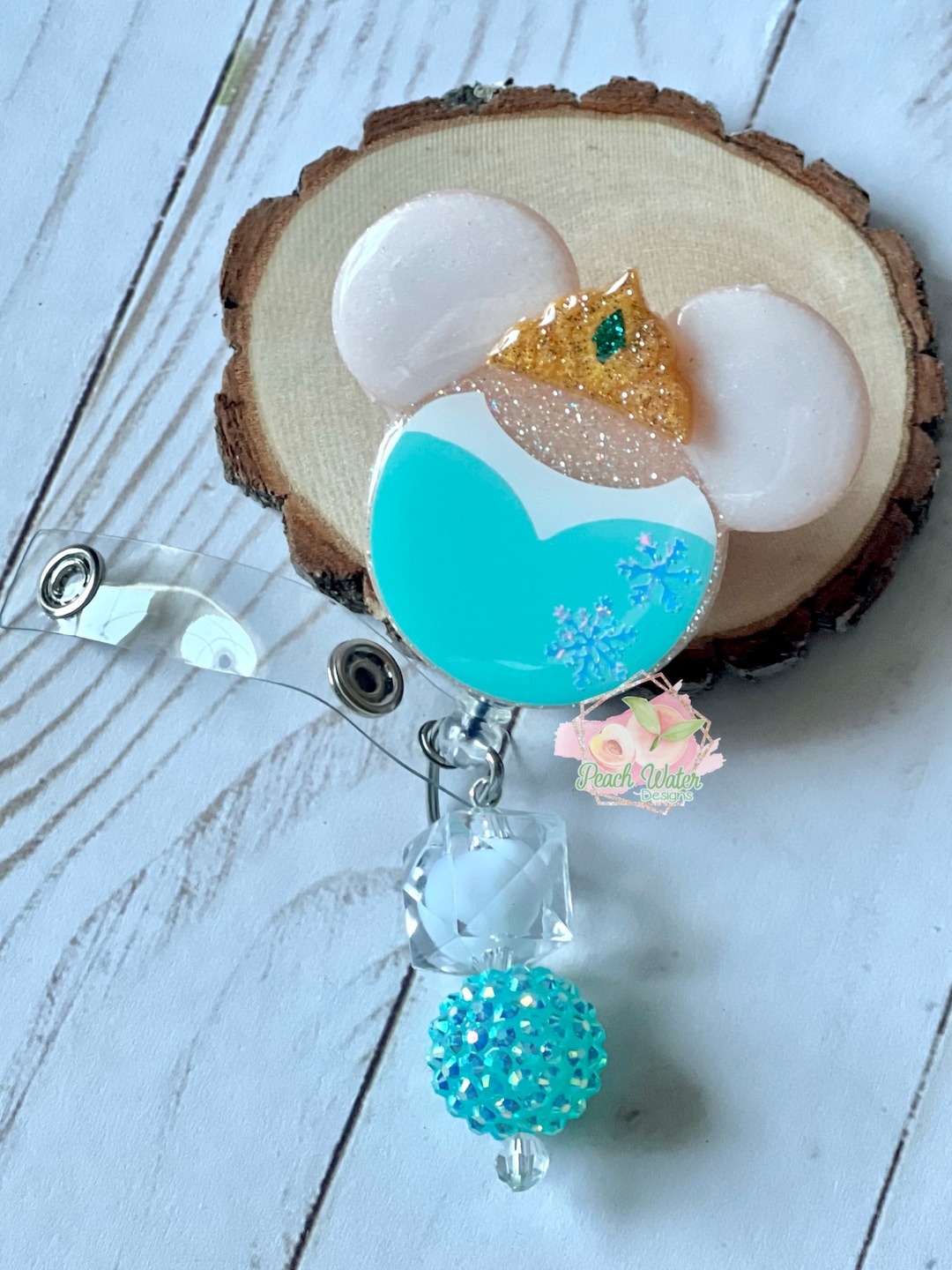 Elsa Badge Reel, Lanyard, Teacher, Nurses, Mouse Head Glitter Frozen - Etsy