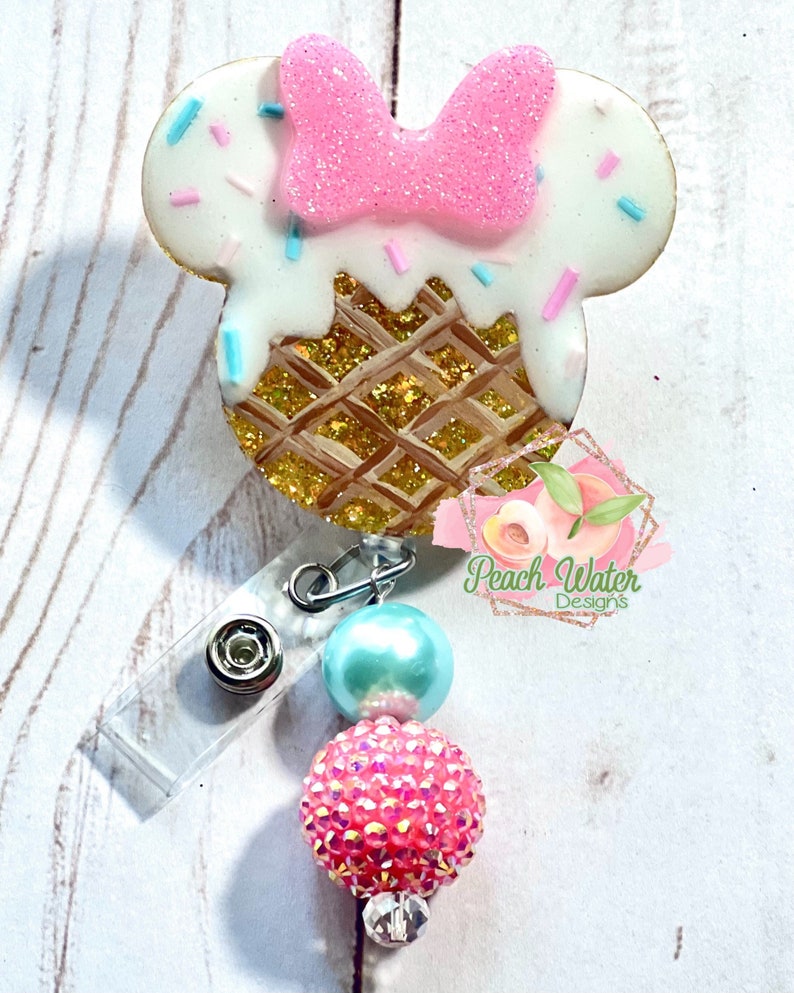 Ice Cream Mickey Head Badge Reel Disney Inspired Lanyard - Etsy