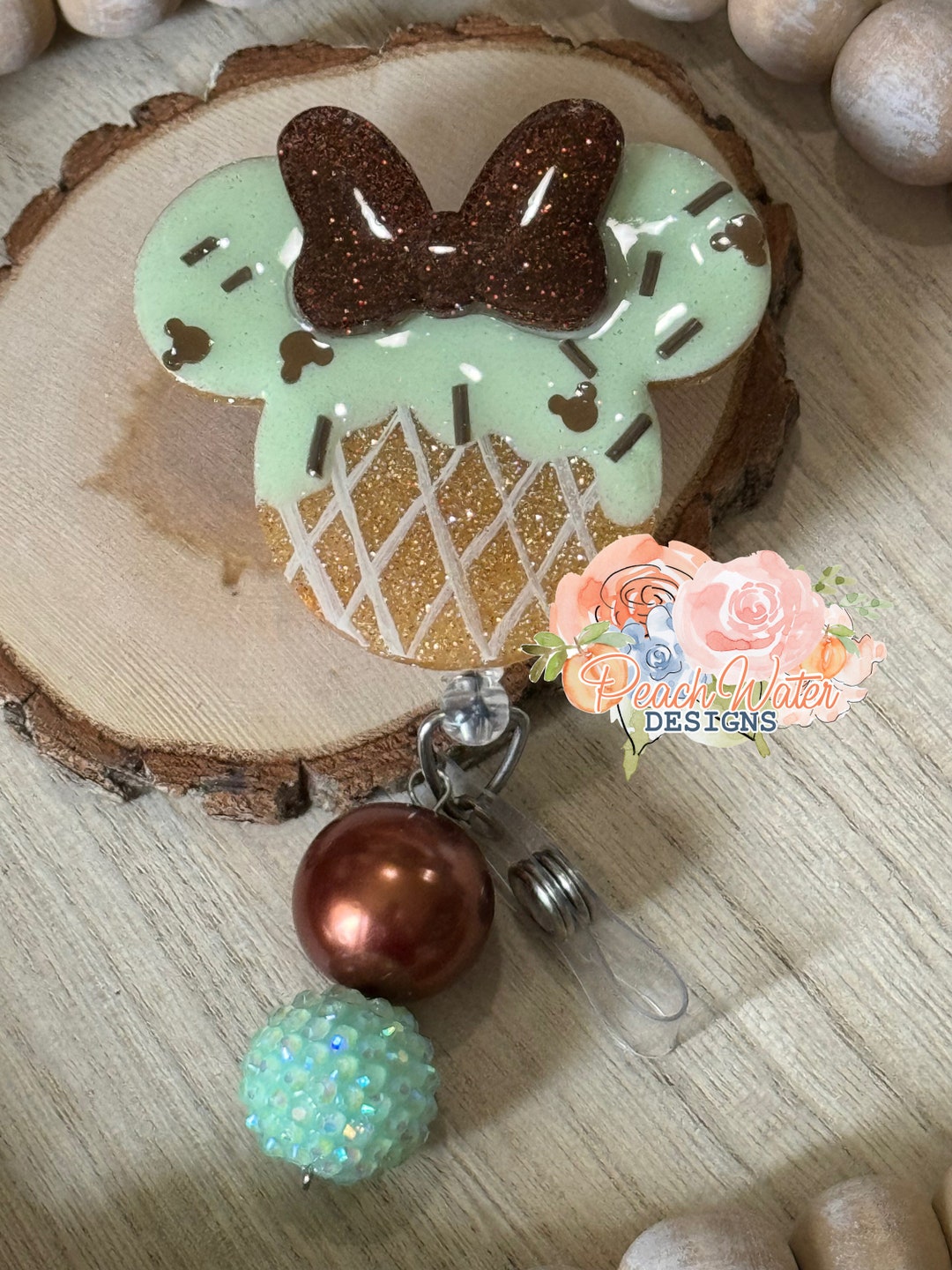 Mint Ice Cream Mouse Head Badge Reel Inspired Lanyard - Etsy