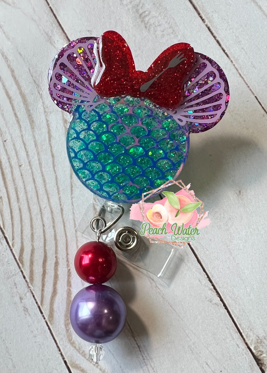Mermaid Mouse Head Badge Reel Teacher Nurse Lanyard Style Clip - Etsy